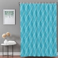 Bathroom Shower Curtain Modern Geometric Wave Stripes Blue Waterproof ...