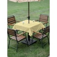 Outdoor Tablecloth with Umbrella Hole & Zipper, Vintage Lemon Yellow ...