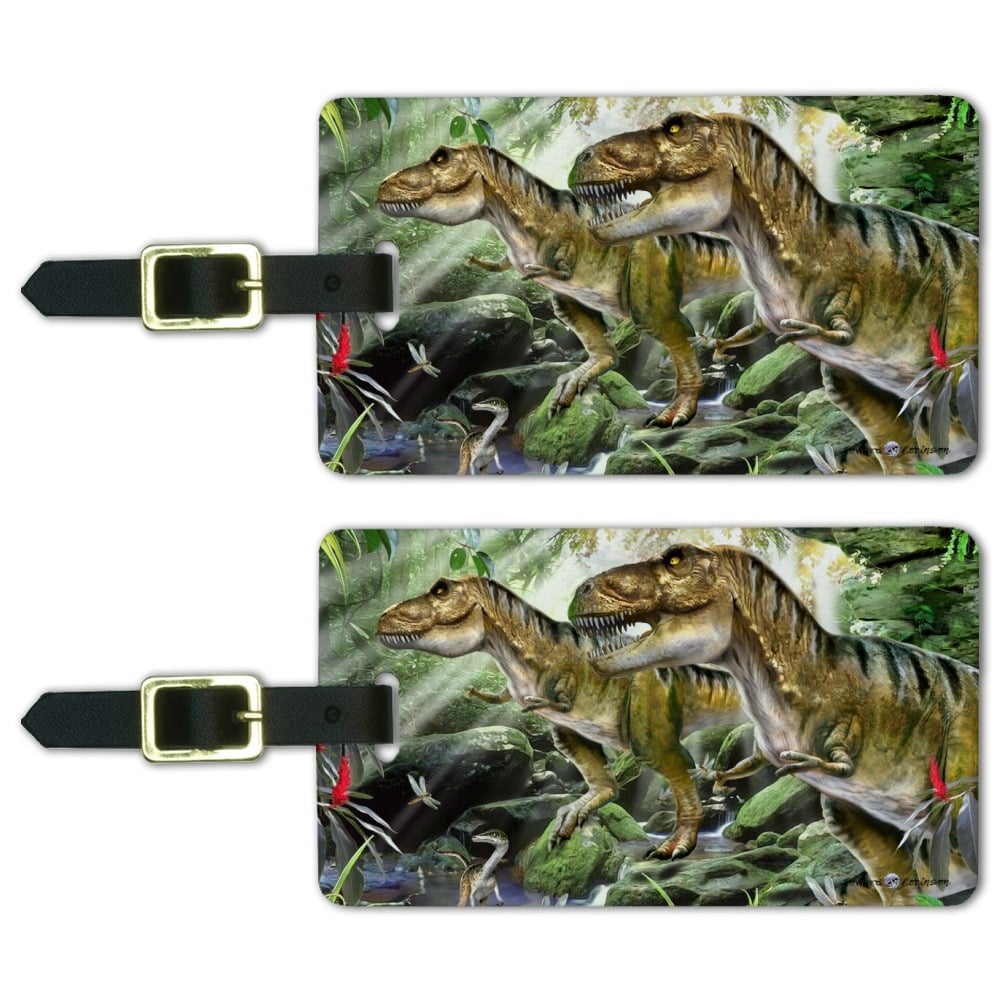 T-Rex Jurassic Double Trouble Luggage ID Tags Suitcase Carry-On Cards ...