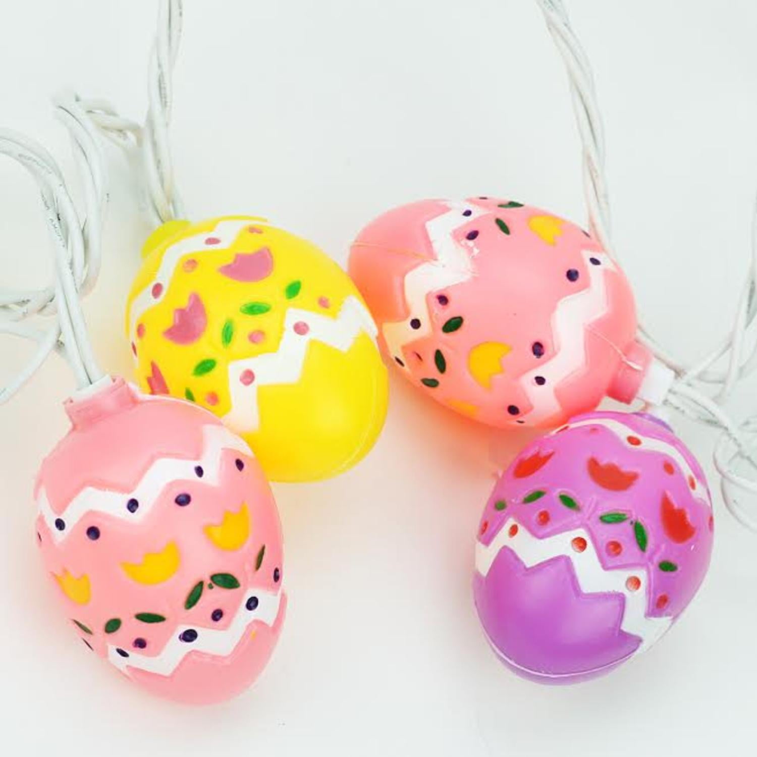 Set of 10 Pastel Multi-Color Easter Egg Spring Lights - White Wire ...