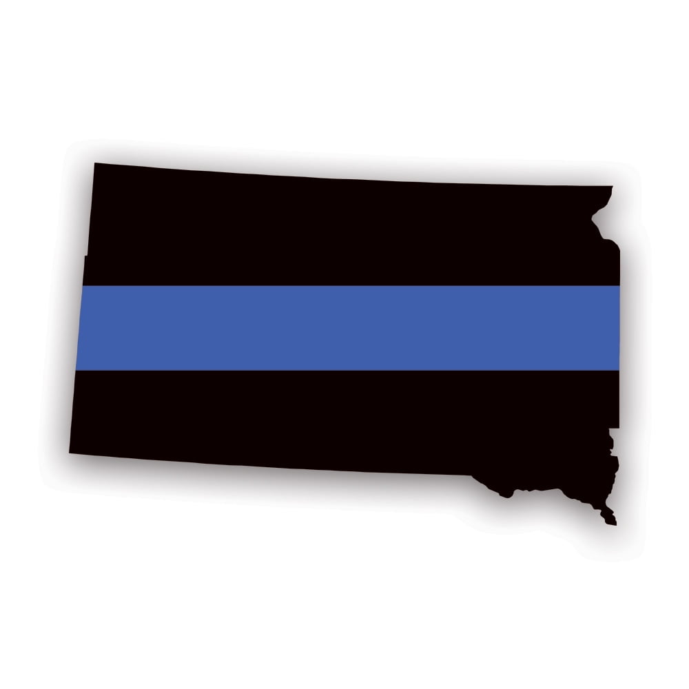 South Dakota State Shaped The Thin Blue Line Sticker Decal - Self ...