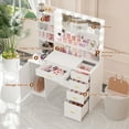 Hollywood Makeup Vanity Desk with LED Mirror, Glass Top & Large Storage ...