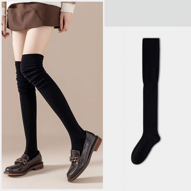 Autumn Winter Solid Color Thigh High Stockings Women Trendy Over The ...