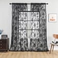 Black Lace Curta- 45 Inch Length Sheer Flfor Kitchen Cafe Small Window ...