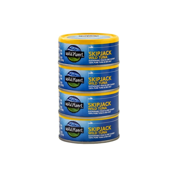 (4 cans) Wild Planet, Skipjack Wild Tuna, Sea Salt, delicious hand ...