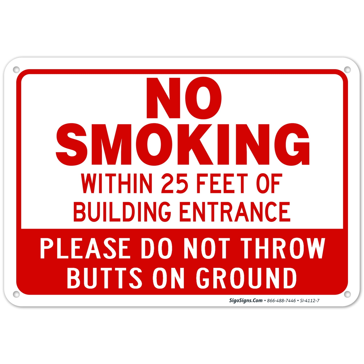 No Smoking In Building Entrance Sign, 10x7 Aluminum - Walmart.com