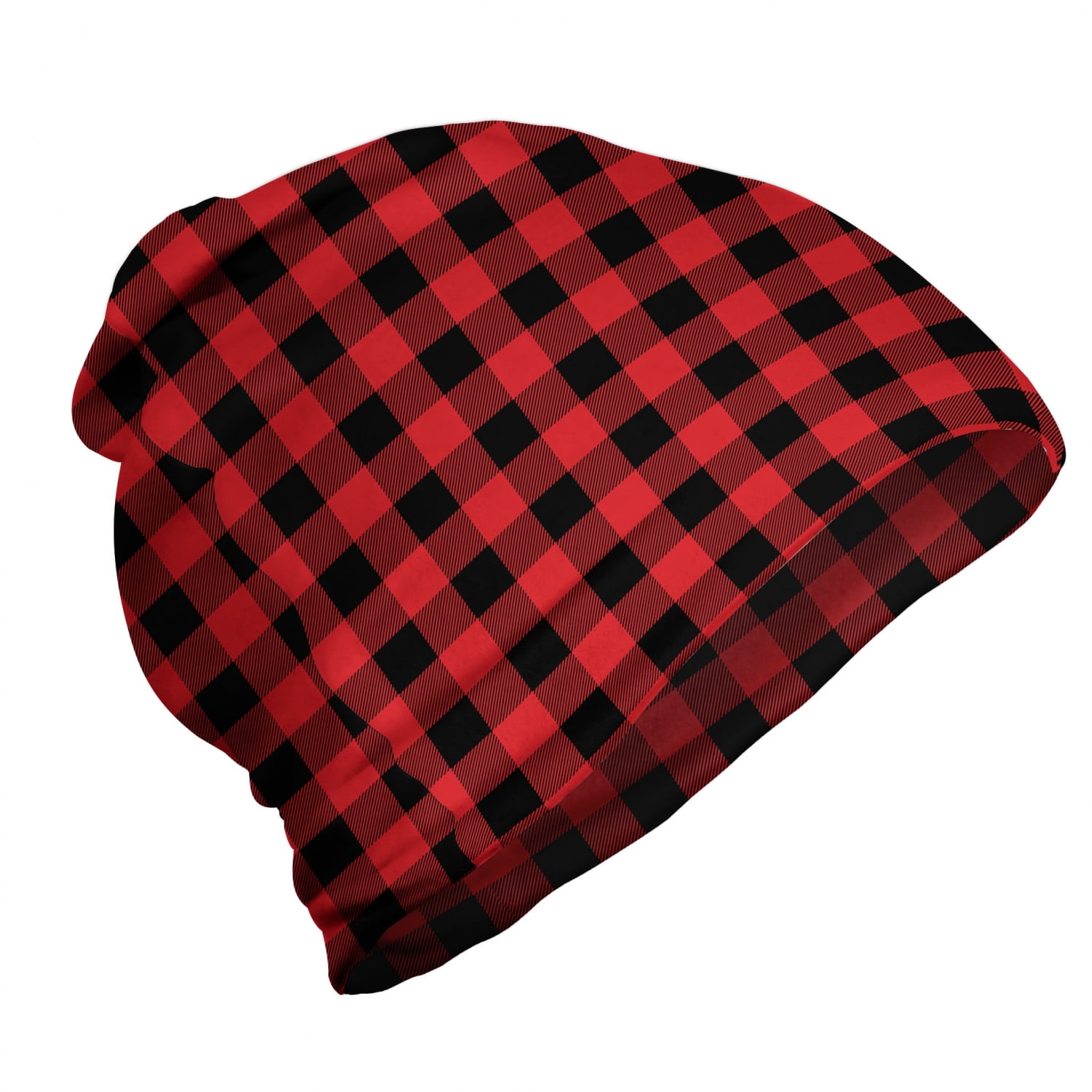 Plaid Unisex Beanie, Retro Lumberjack Buffalo, Hiking Outdoors, Orange ...