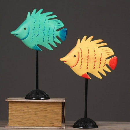 Hand Painted Fish Designed Sculpture Figurines Kissing Fish Set ...