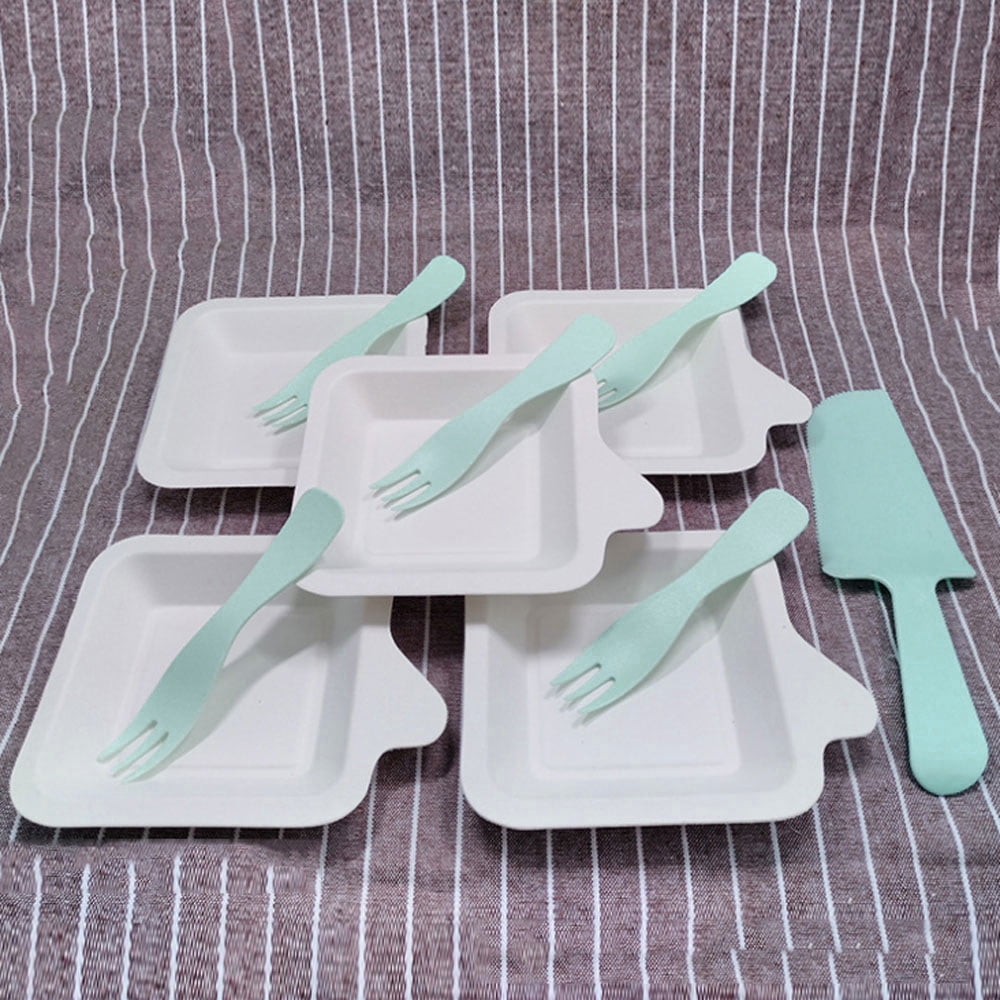 Set of 20 Paper Small Square Plate Plastic Disposable Teal Tableware ...