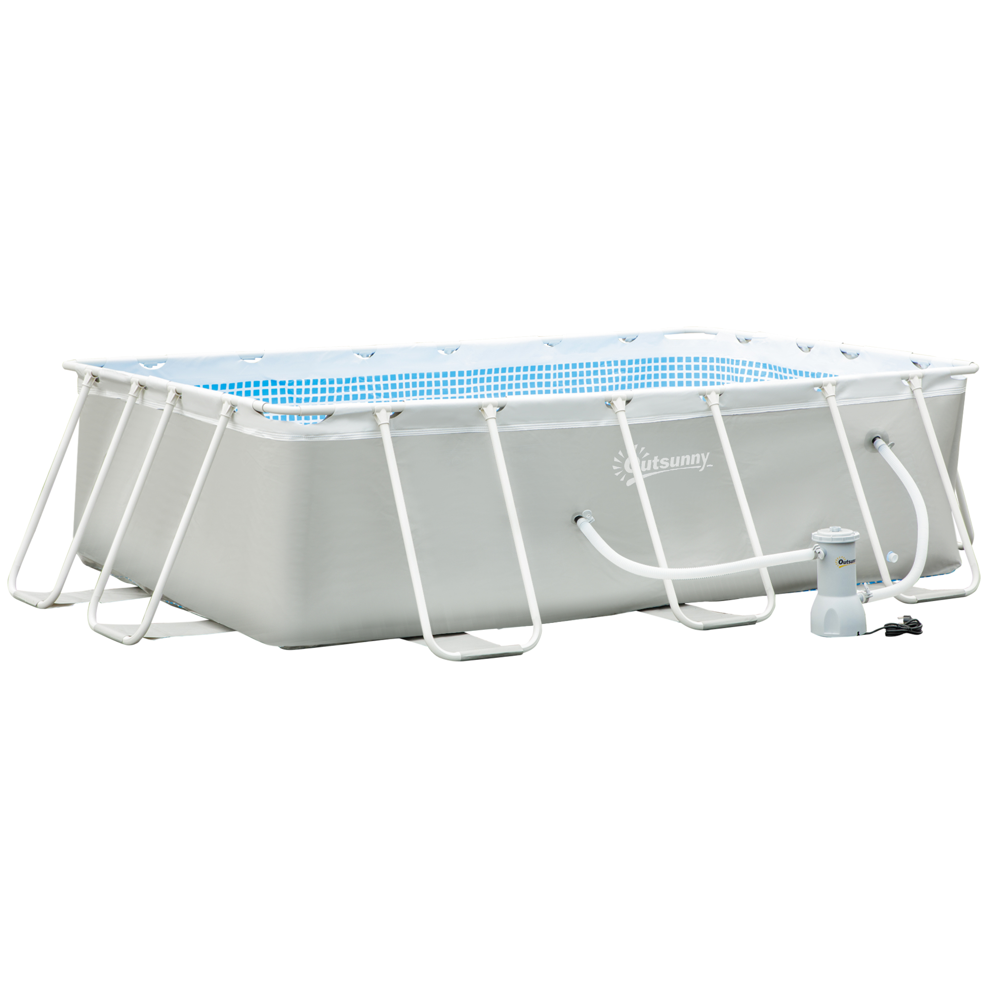 Outsunny 11ft x 7ft x 32in Steel Frame Pool with Filter Pump, Outdoor ...