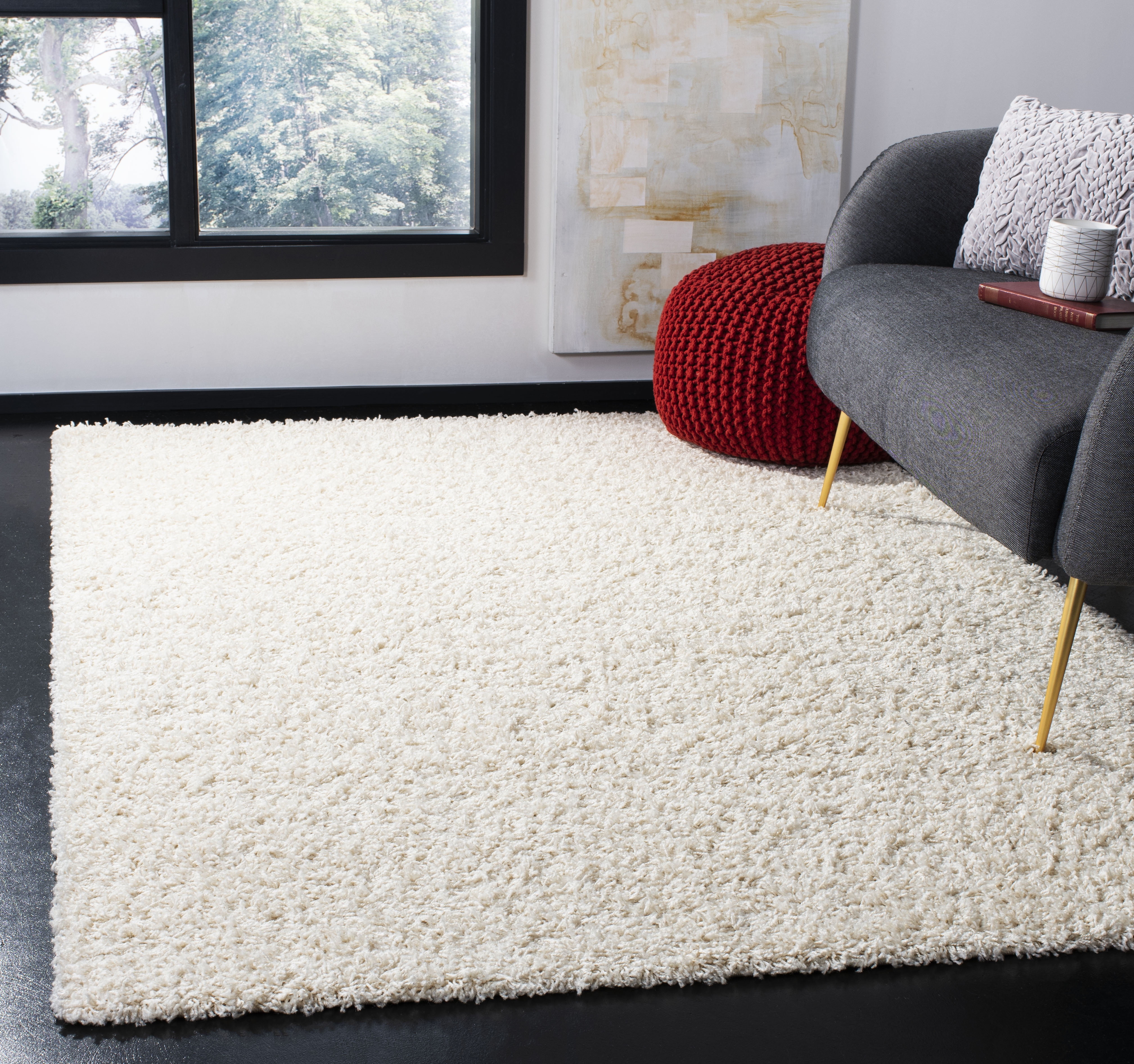 SAFAVIEH Lavena Solid Plush Shag Area Rug, White, 10' x 14' - Walmart.com