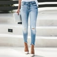 Luiyenes Women Buttoned Pocket Design Ripped Cutout Denim Pants