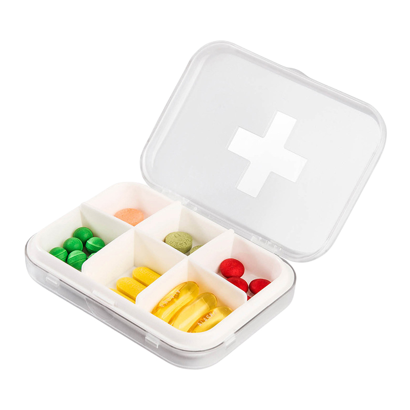 6 Compartment Pill Box Organizer, Portable Durable Pill Box Dispenser ...