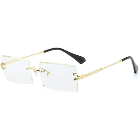 Rimless Rectangle Sunglasses Vintage Rimless Eyewear ,light Green ...