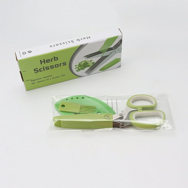 4pcs Herb Scissors Set, Multipurpose 5 Blade Kitchen Herb Cutter With ...