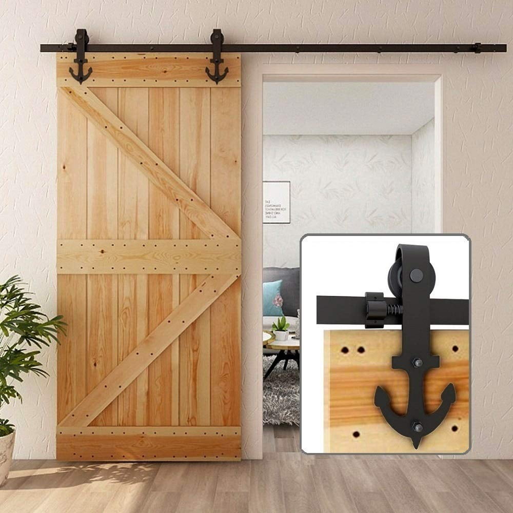 CCJH 13.6 FT Sliding Barn Door Hardware Track Kit Fit Max 81.6" Wide ...