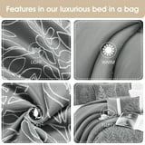 Lanco Natalie Fern Floral 7-Piece Bedding Comforter Set, Grey, Bed Size ...