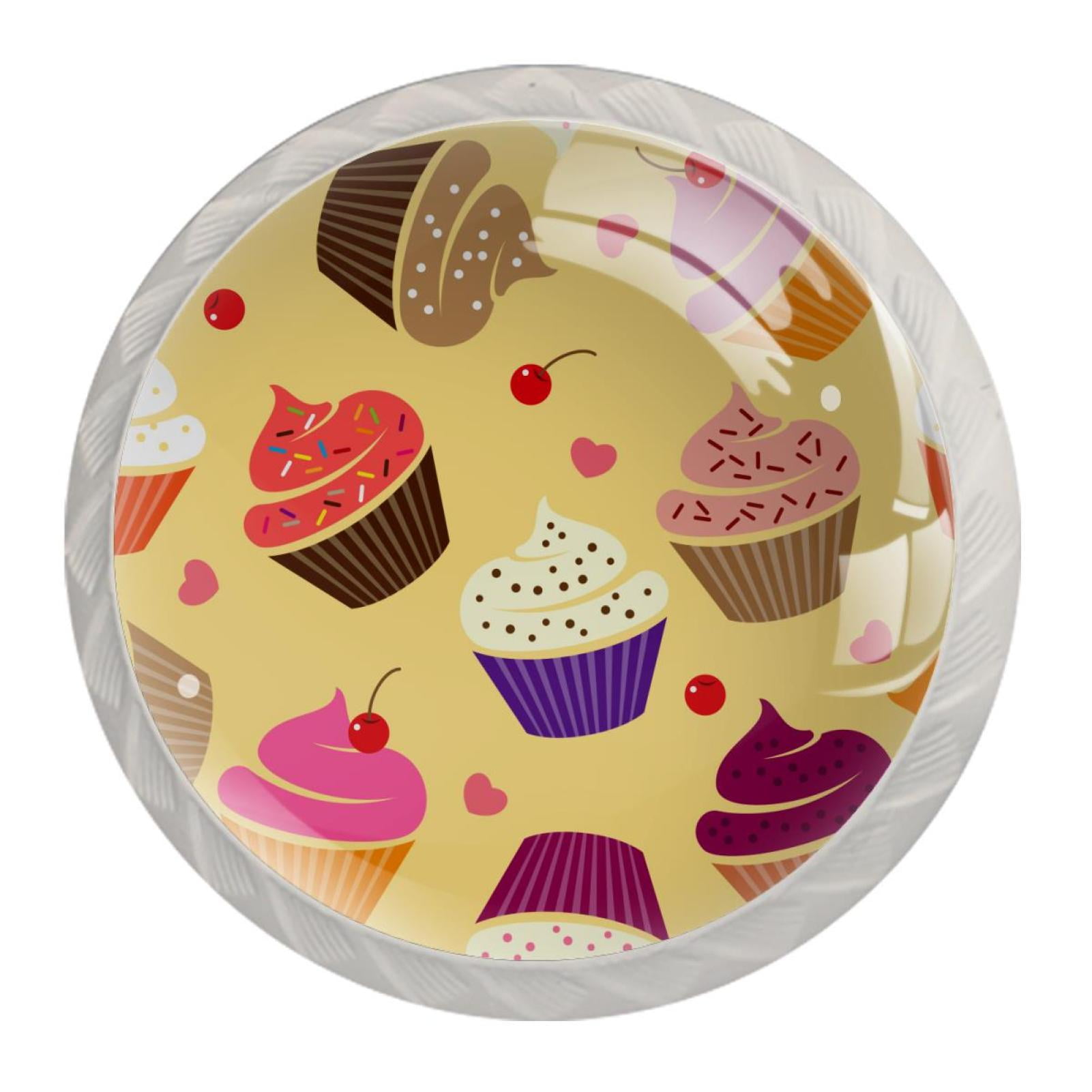 4 Pcs Sweet Cupcakes Cherry Knobs for Kitchen Cabinet Cupboard Dresser ...