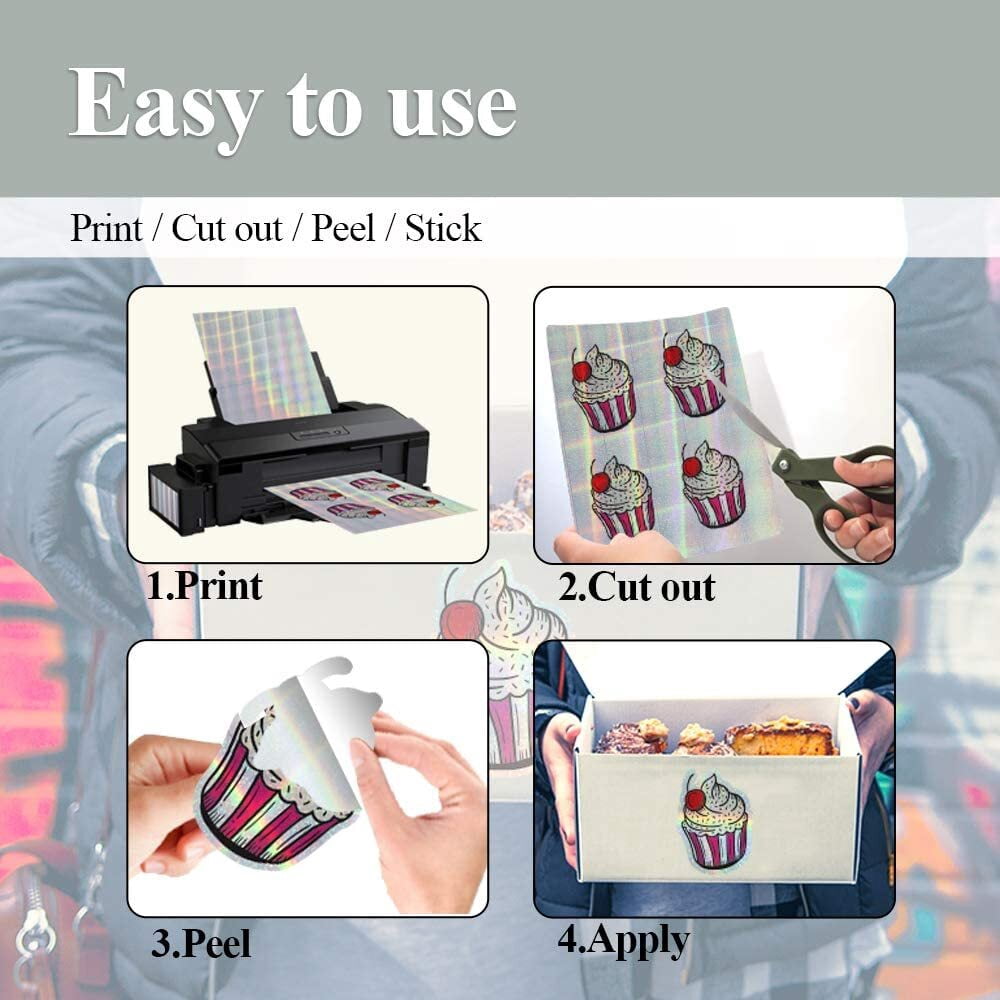 Buy Rainbow Printable Vinyl Holographic Sticker Paper for Inkjet ...