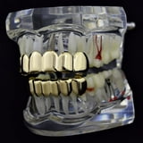 18K Gold Plated Hip Hop Removeable Mouth Grillz Set Removeable Fake ...
