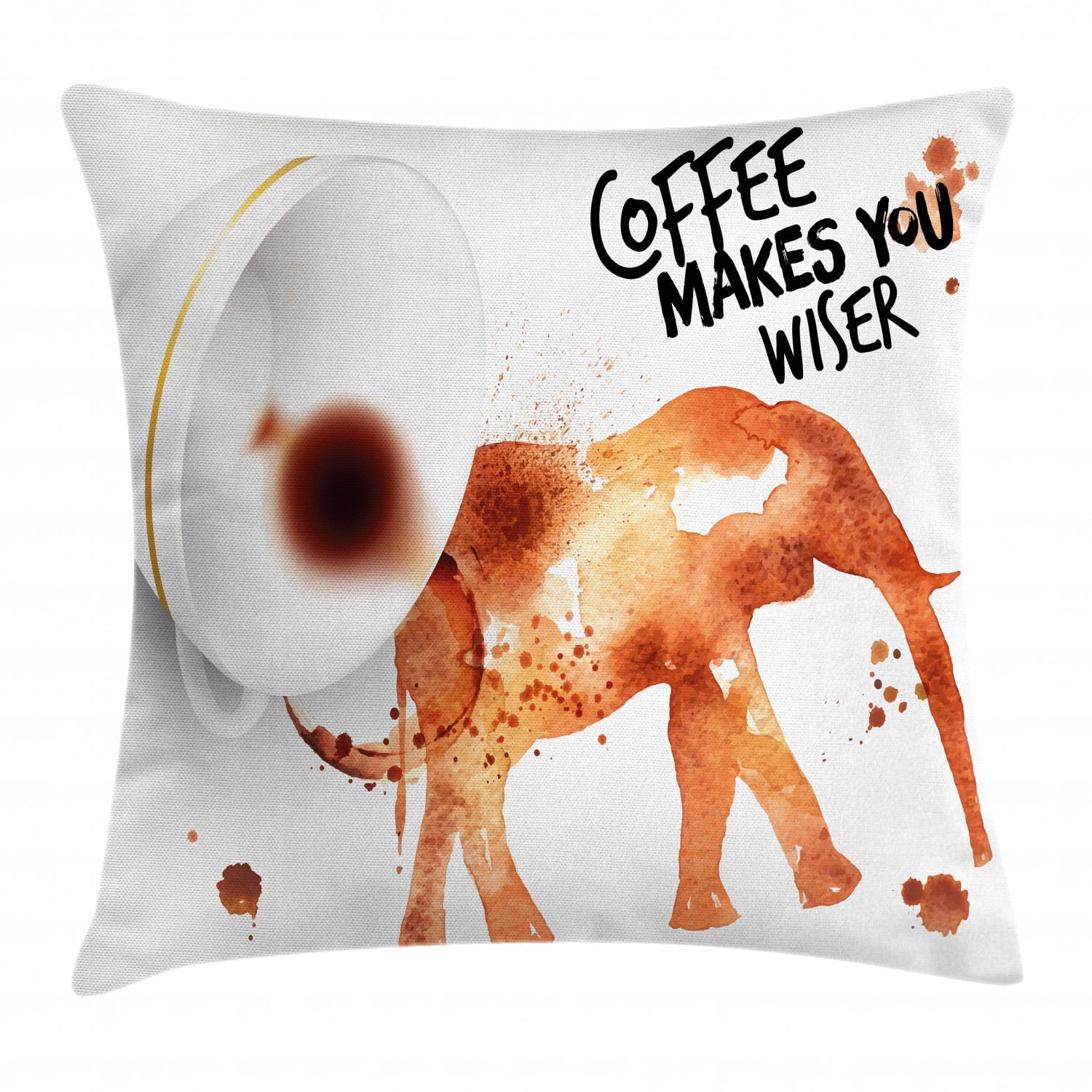 Coffee Art Throw Pillow Cushion Cover, Drink Coffee and Be Wiser ...