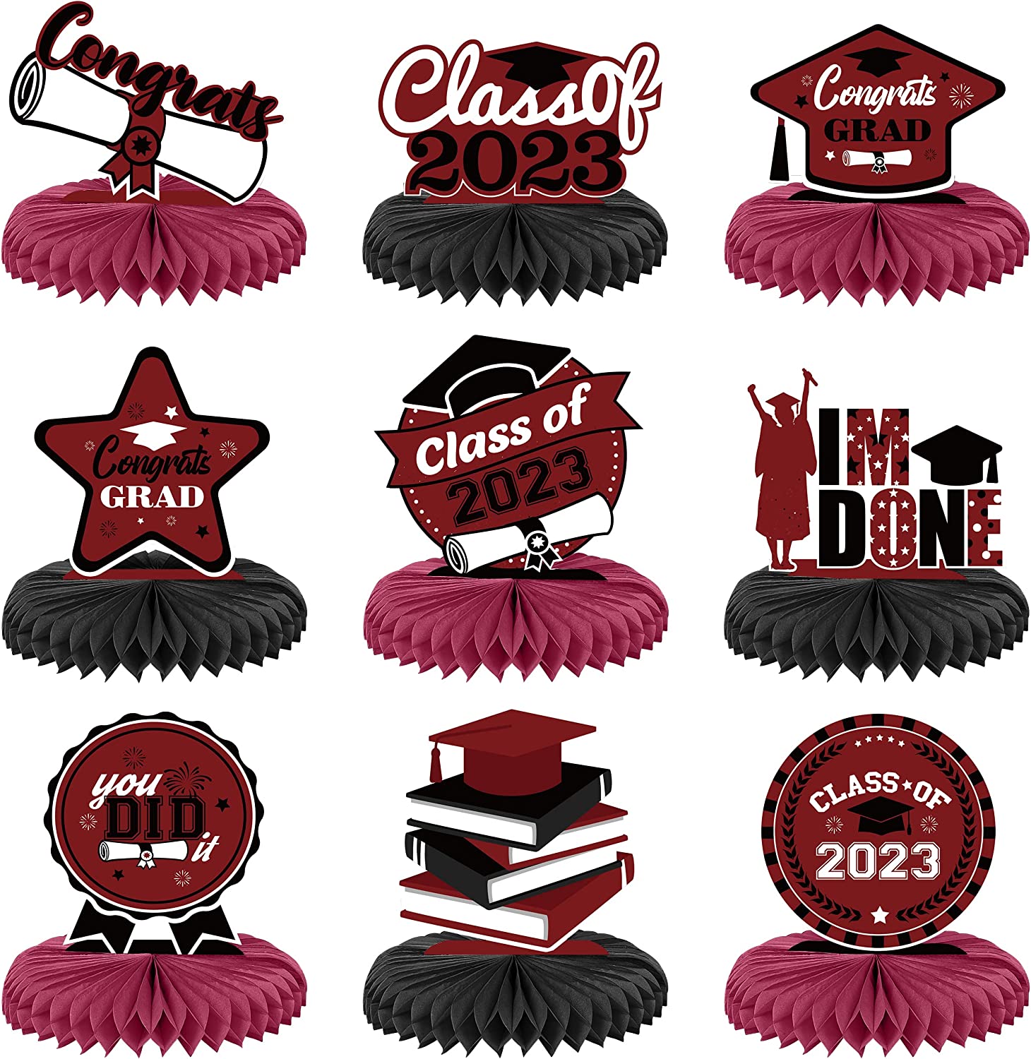 Burgundy Graduation Centerpieces