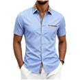 Ceisia Men's Short Sleeve Button Down Shirt With Plaid Trim Collar ...