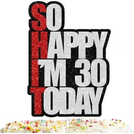 So Happy I’m 30 Today Cake Topper Red White Glitter Thirty Years Old ...