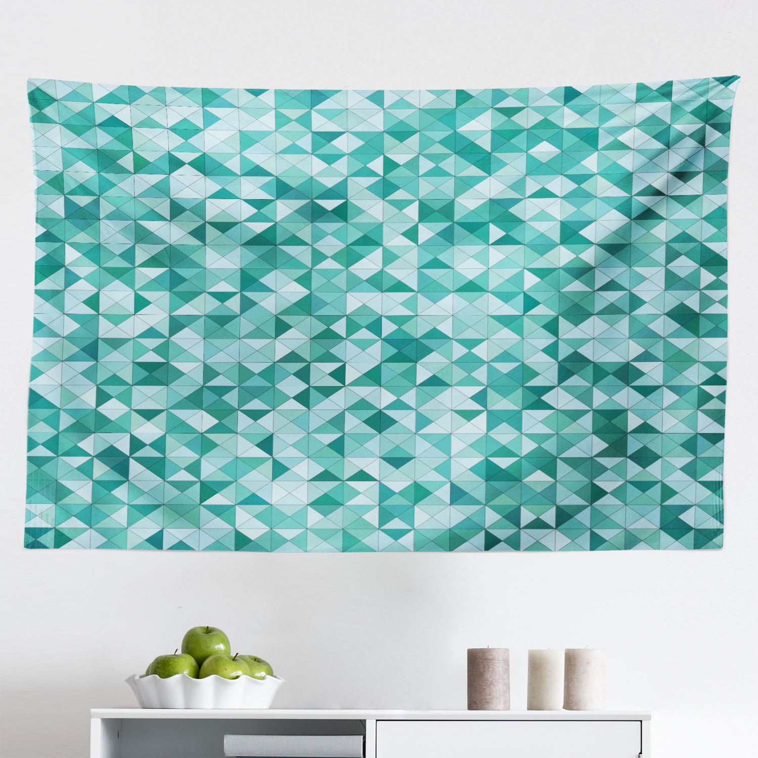 Teal Tapestry, Retro Arrow Pattern in Horizontal Line Heading to ...