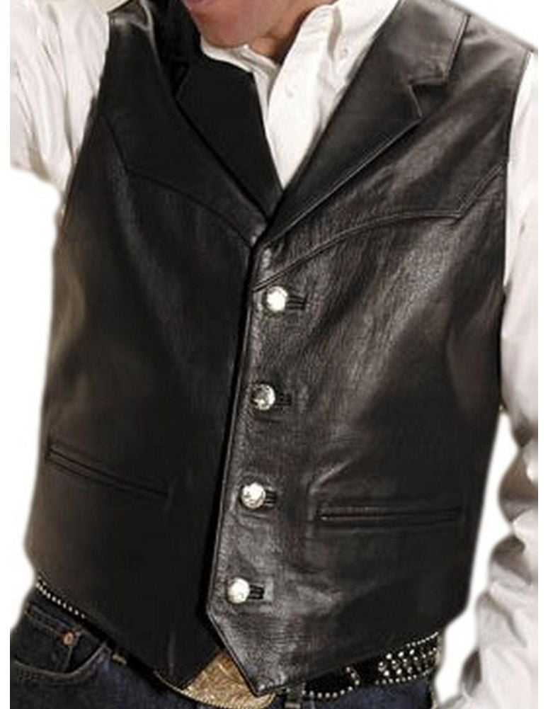 Roper Western Vest Mens Leather Vest Button Brown 02-075-0510-0504 BR ...