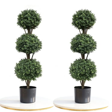 Nearly Natural 3' Boxwood Triple Ball Topiary Artificial Tree (Indoor ...