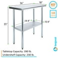 18" x 36" Stainless Steel Work Table with Undershelf Food Prep NSF ...