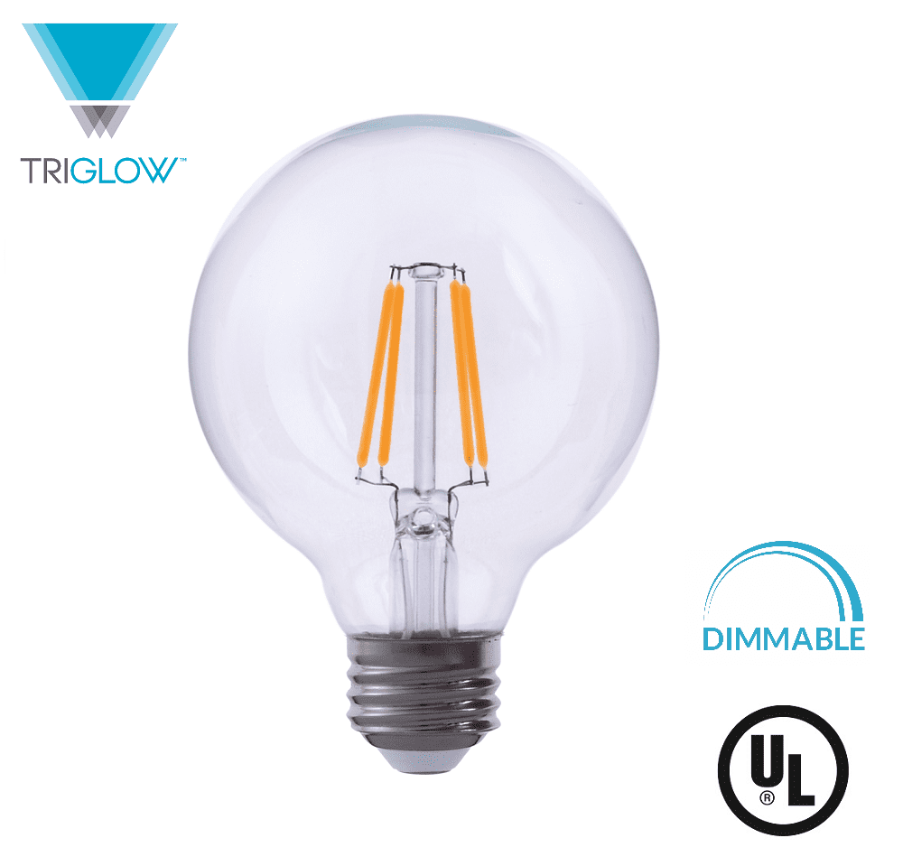 TriGLow LED 4-Watt (60W Equivalent) Clear Glass G40 Globe Bulb ...
