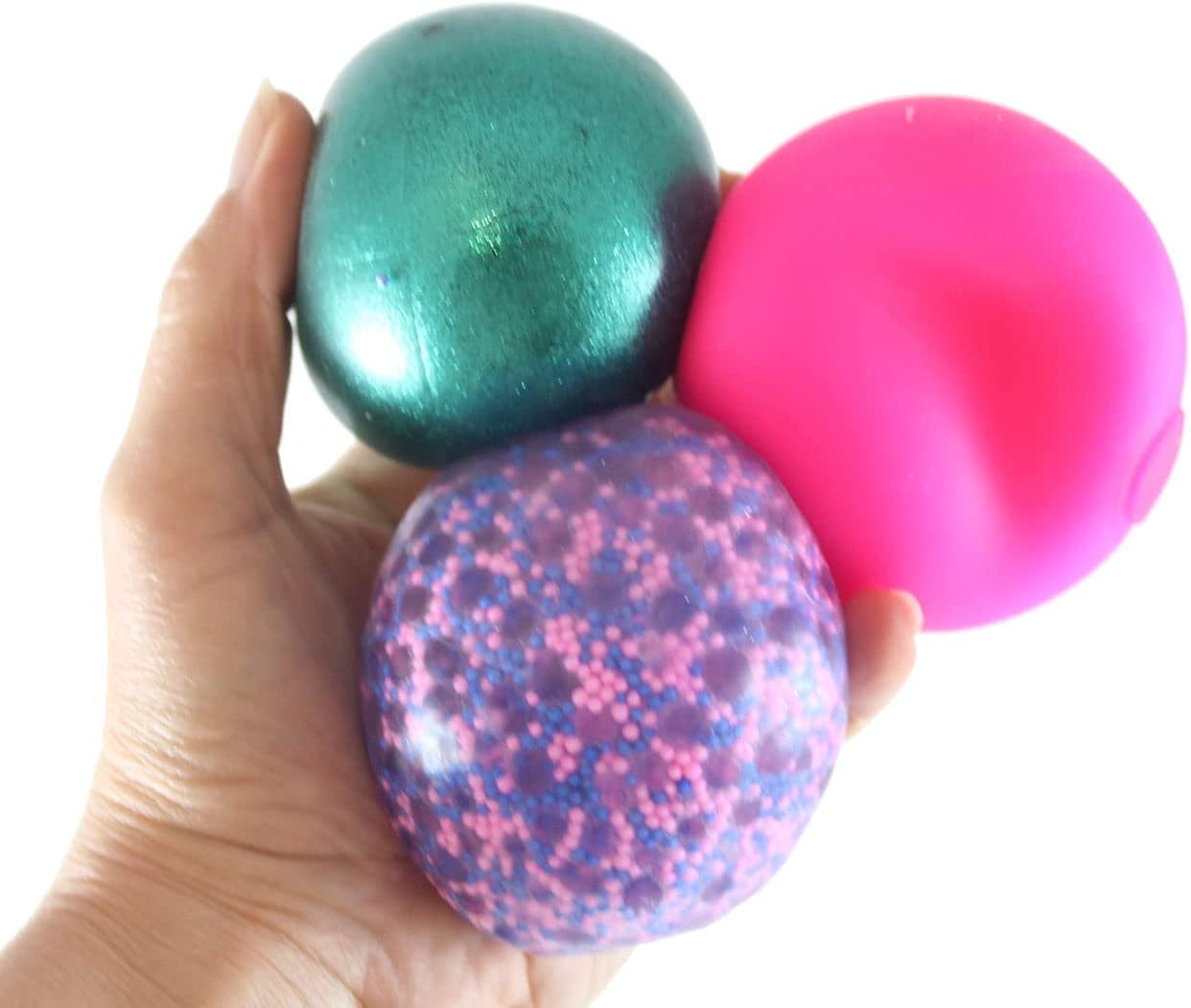 Sampler Pack of 3 Different 2.5" Stress Balls - Confetti, Metallic, Doh ...