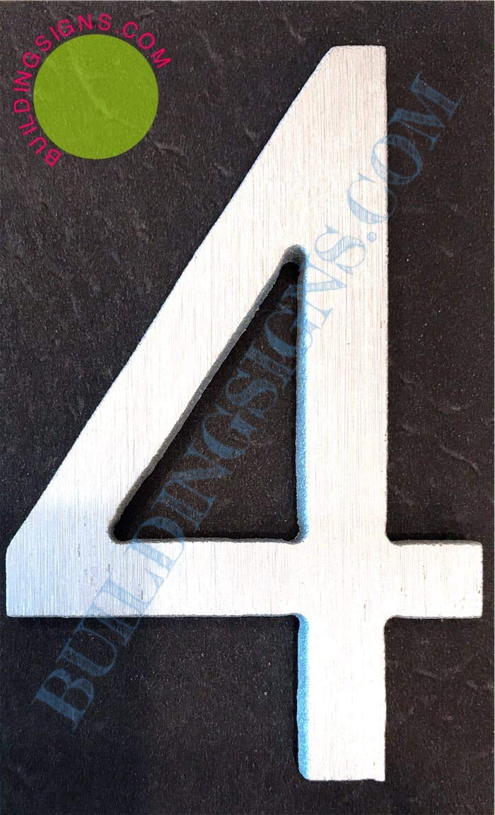Aluminum Number 4 Sign (Brush Silver,Double Sided Tape, Rust Free, 2.75 ...