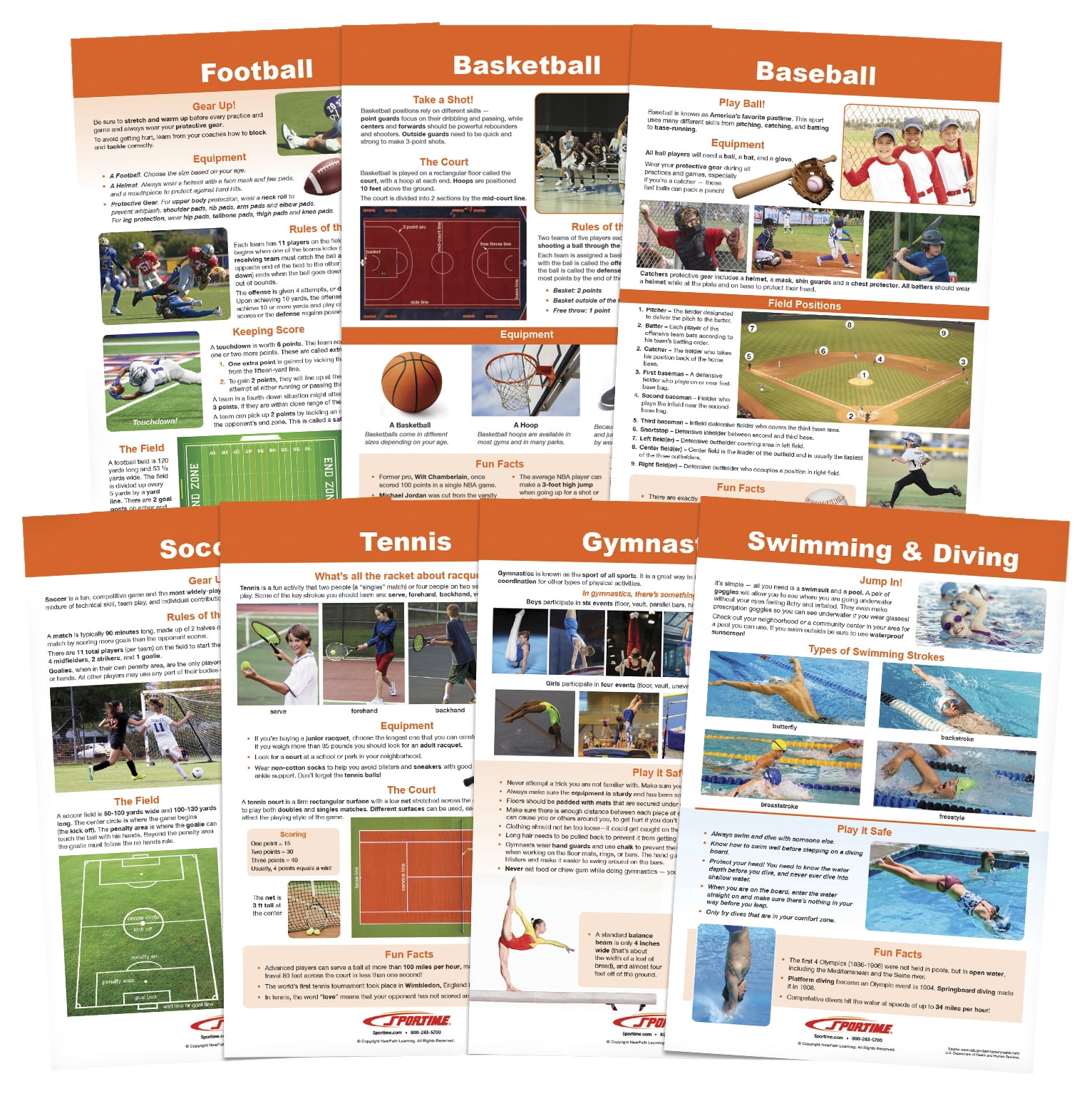 Sportime Play Sports Bulletin Board Charts, Set of 7, Grade 5 to 12 ...