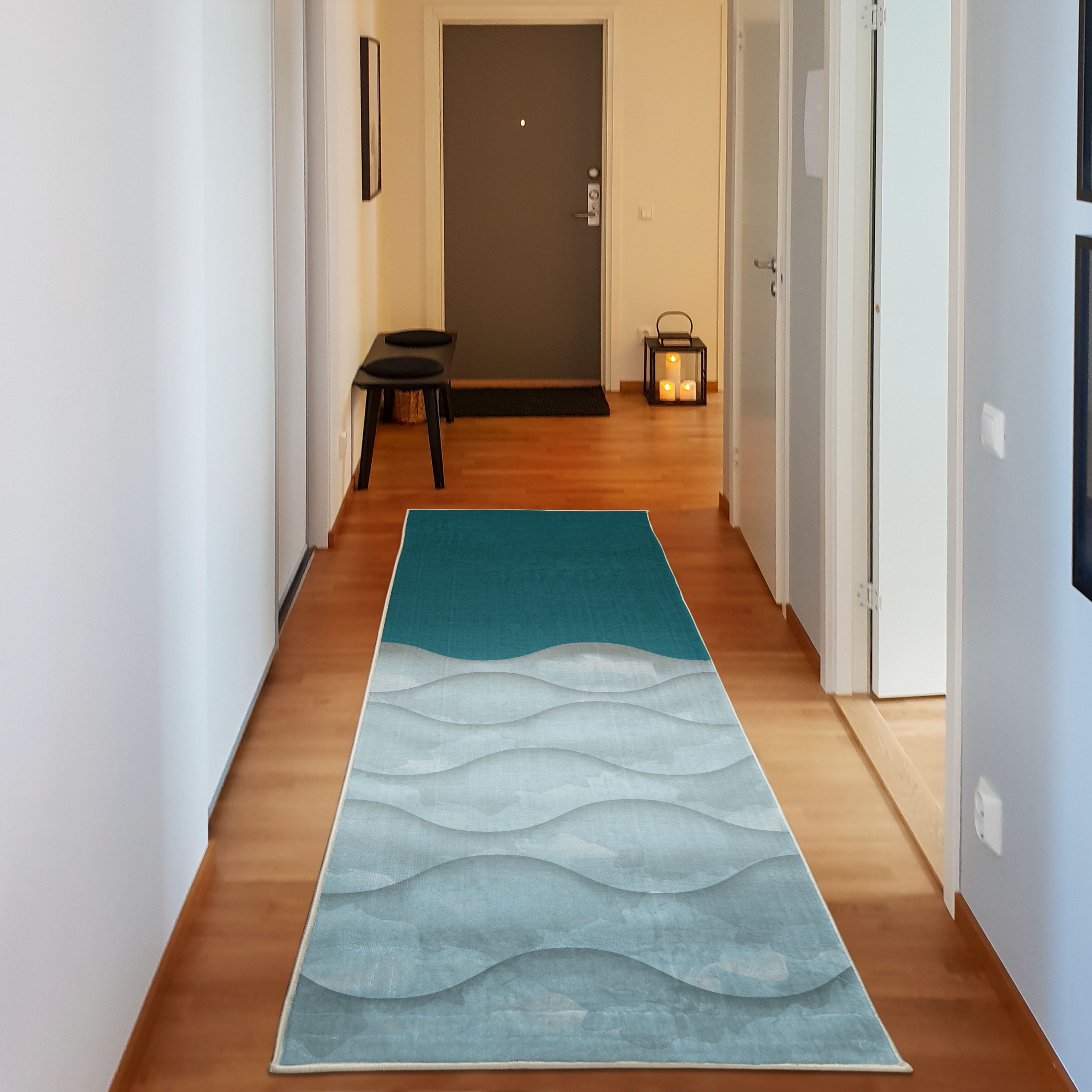Ocean Decorative Rug, Sea Waves Illustration Features Liquid Ocean ...