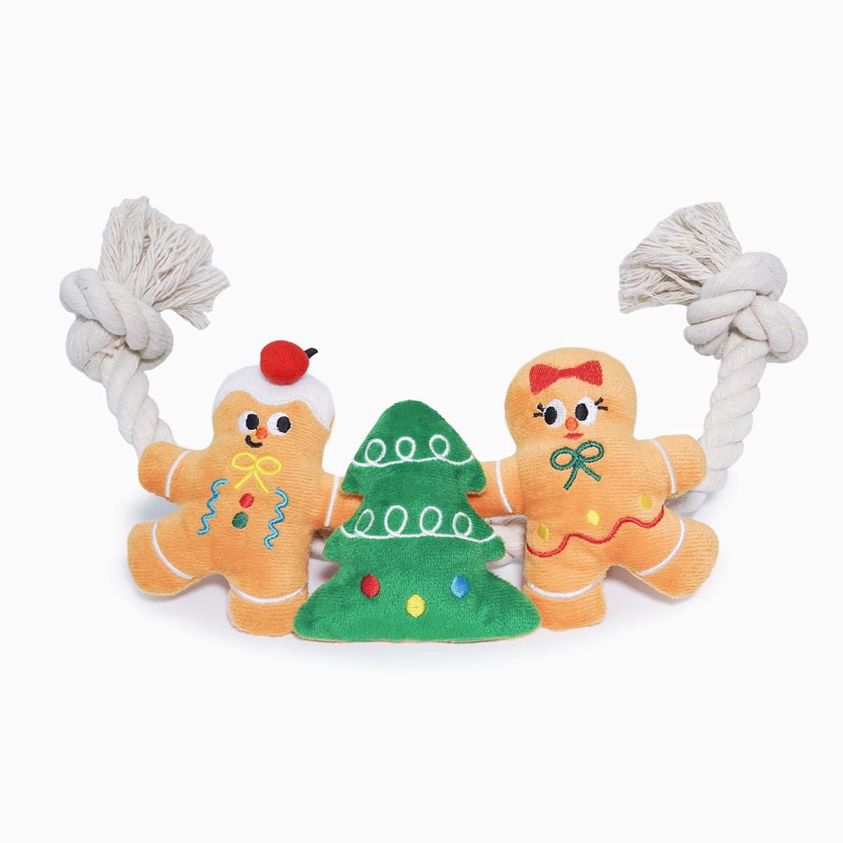 Hugsmart Holiday Gingerbread Man Dog Rope and Tug Toys - Durable ...