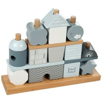 Label Label: Stacking Blocks House - Blue - Natural Wooden & Colored ...