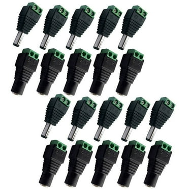 Guy-Tech 10 Pairs 12V Male+Female 2.1x5.5MM DC Power Jack Plug Adapter Barrel Connector for CCTV ...