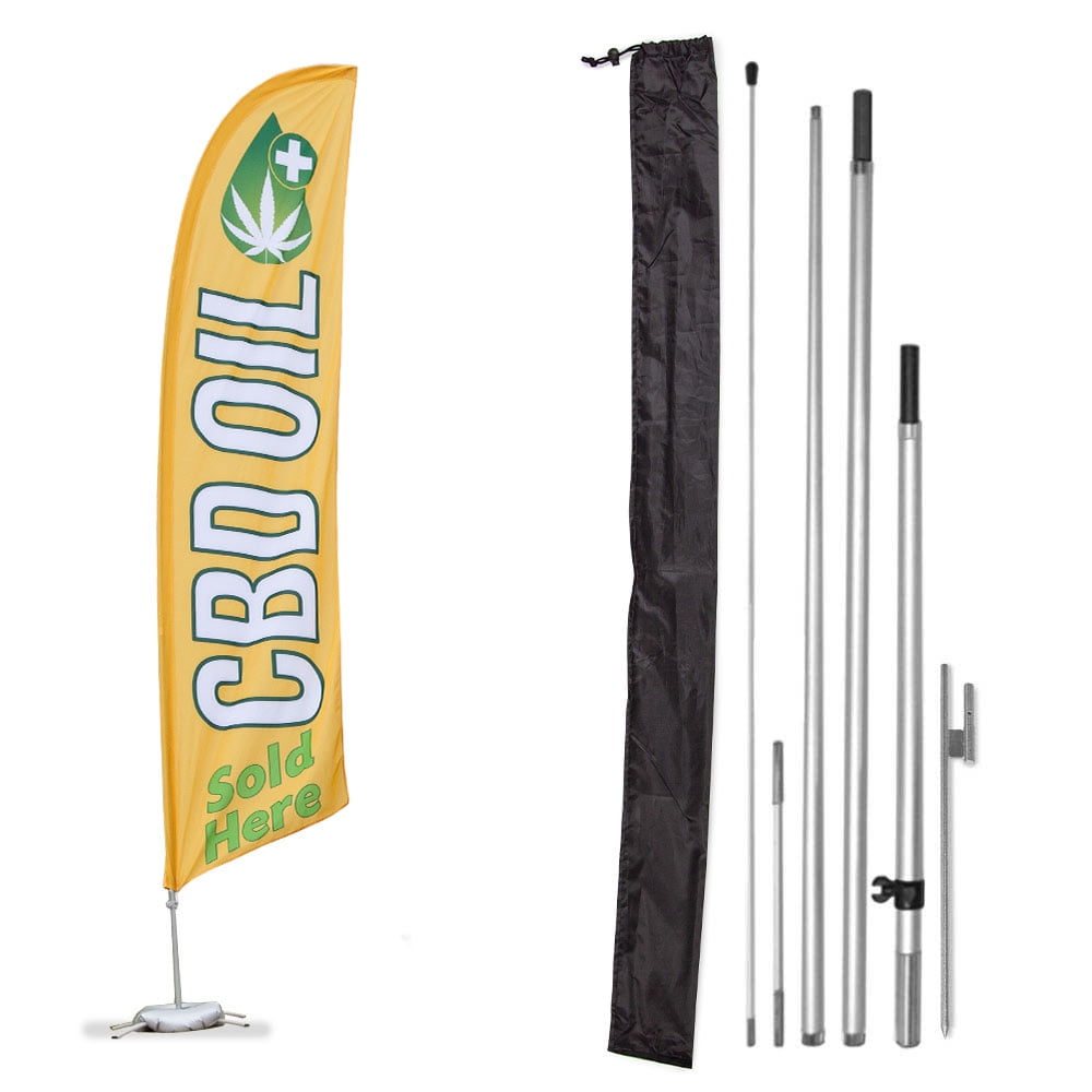 Premium CBD Oil Feather Flag Kit - Includes 13ft Sectional Aviation ...