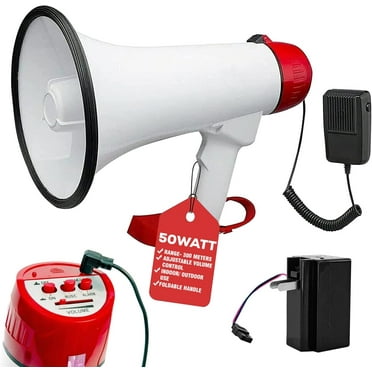 Megaphone 50-Watt Siren Bullhorn - Bullhorn Speaker w/ Detachable ...