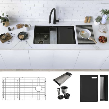 Stylish Versa33 Undermount 33" Graphite Black Single-Bowl Kitchen Sink ...