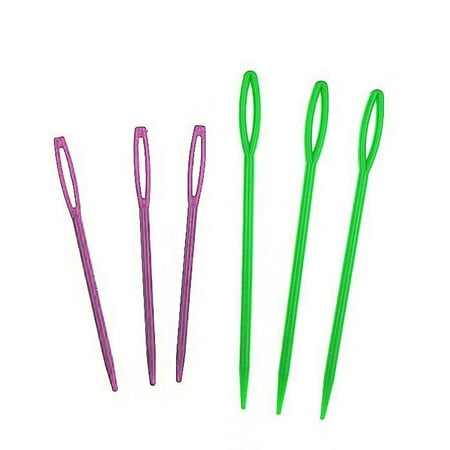 6pcs Large-Eye Plastic Needles Weaving Sewing Knitting needle tool kit ...