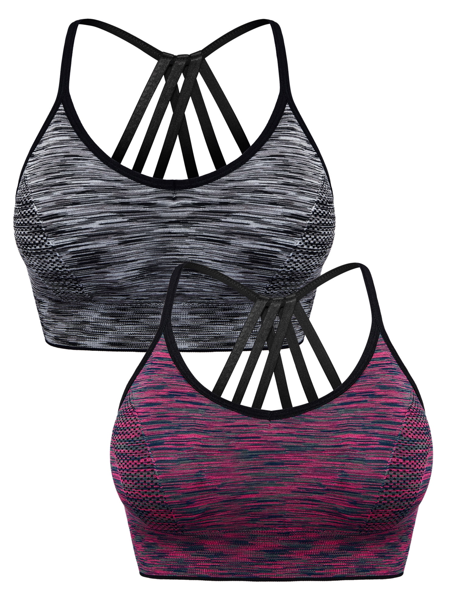 FANNYC 1-3 Pack Sports Bra for Women Criss-Cross Back Strappy Longline ...