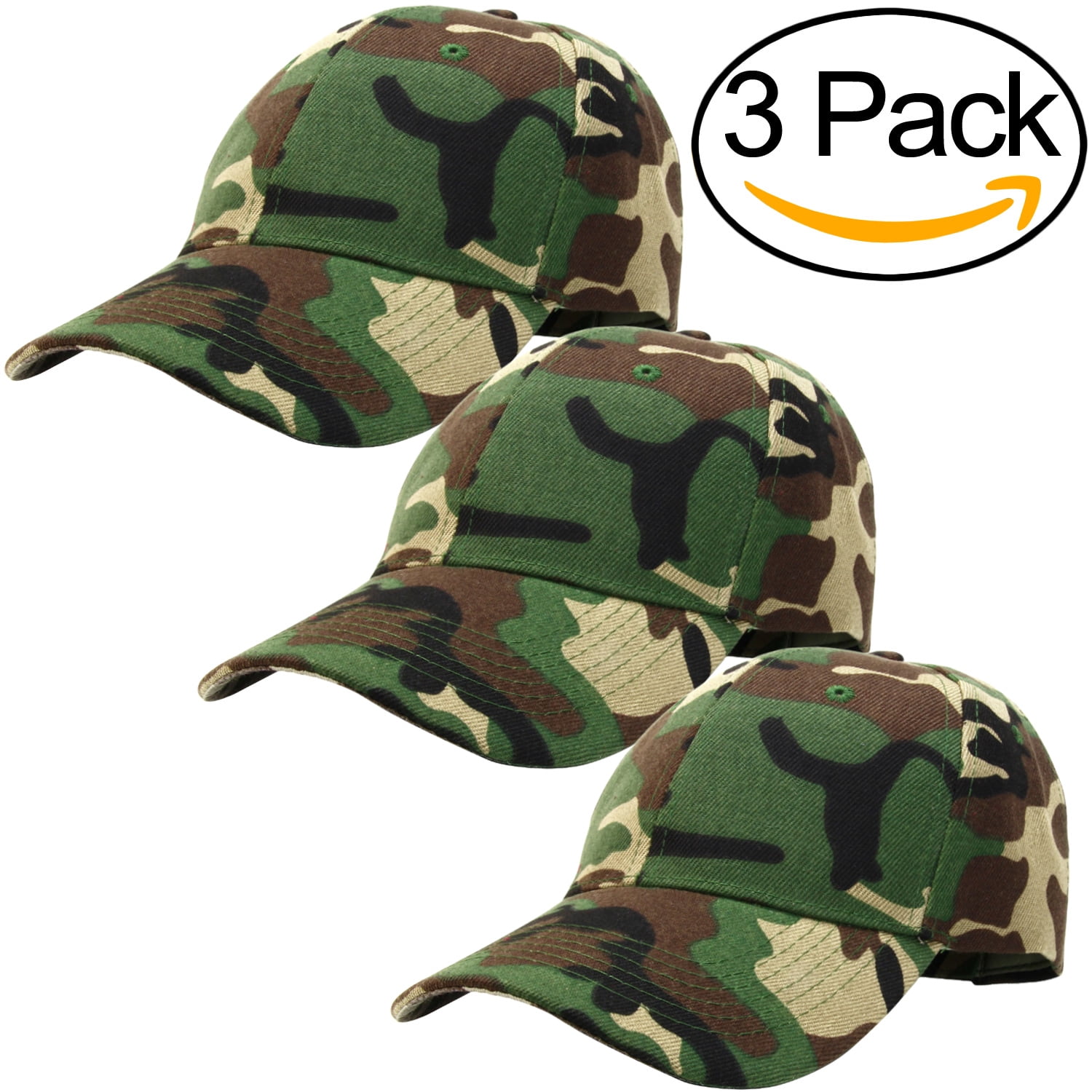3 Pieces Plain Velcro Baseball Cap Adjustable Size Solid Color ...