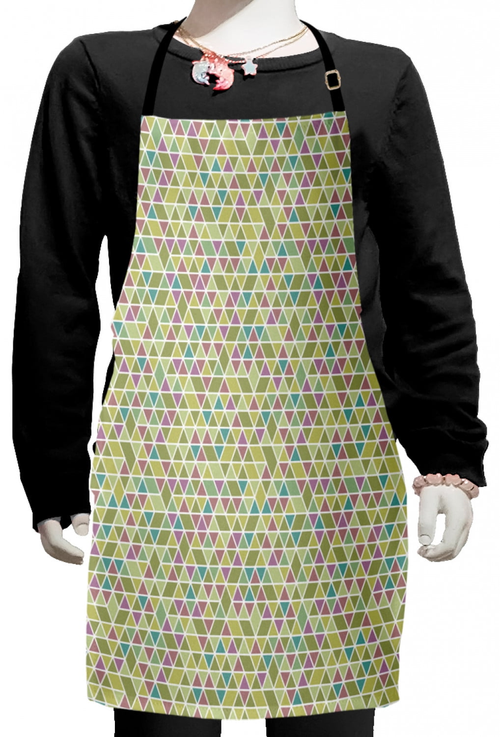 Geometric Kids Apron, Colorful Triangles Separated with White Diagonal ...