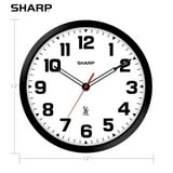 "Sharp 12"" Atomic Wall Clock, Battery Operated, Matte Black Modern ...