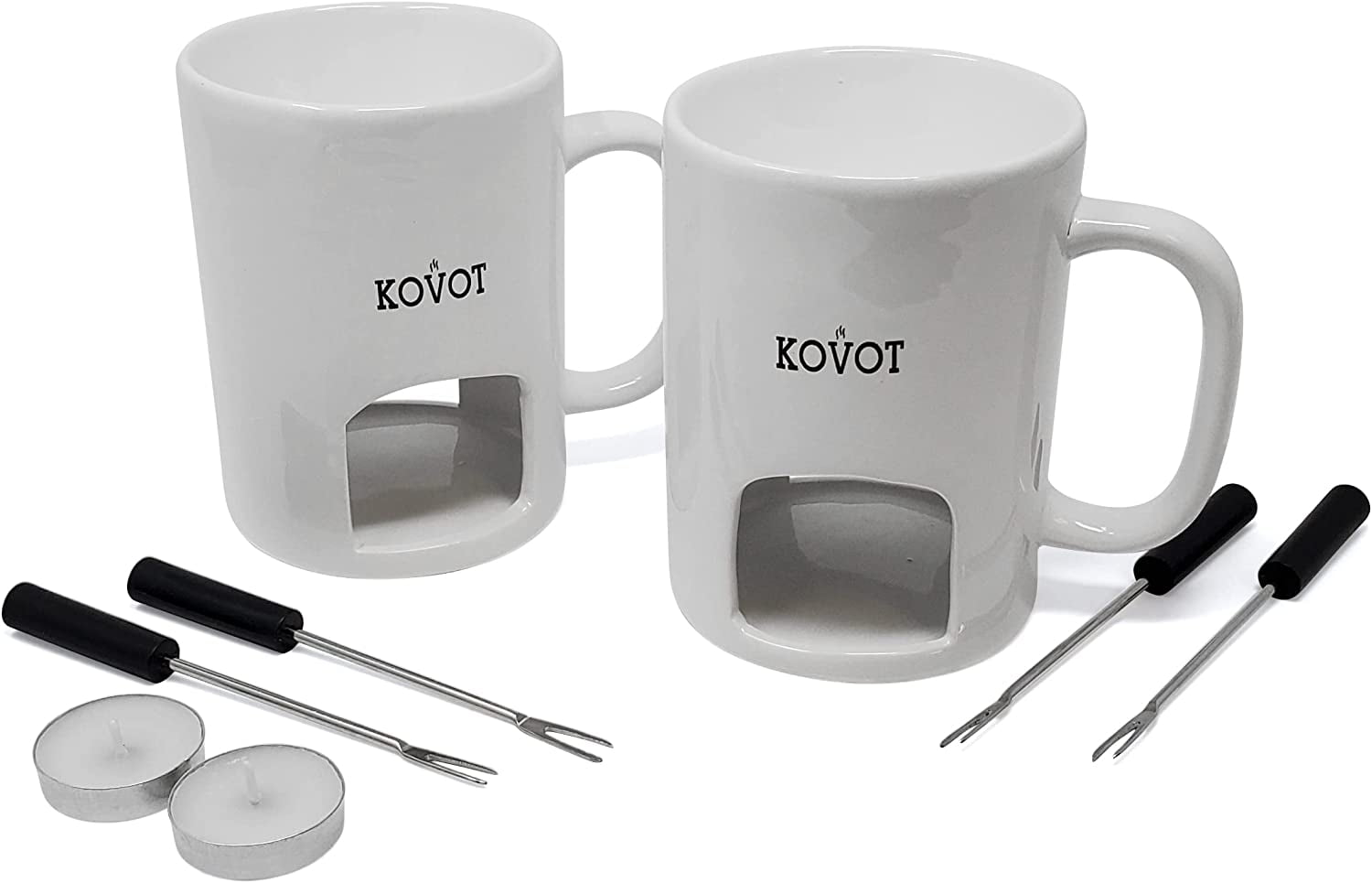 KOVOT Personal Fondue Mugs Set of 2 | Ceramic Mugs for Chocolate or ...