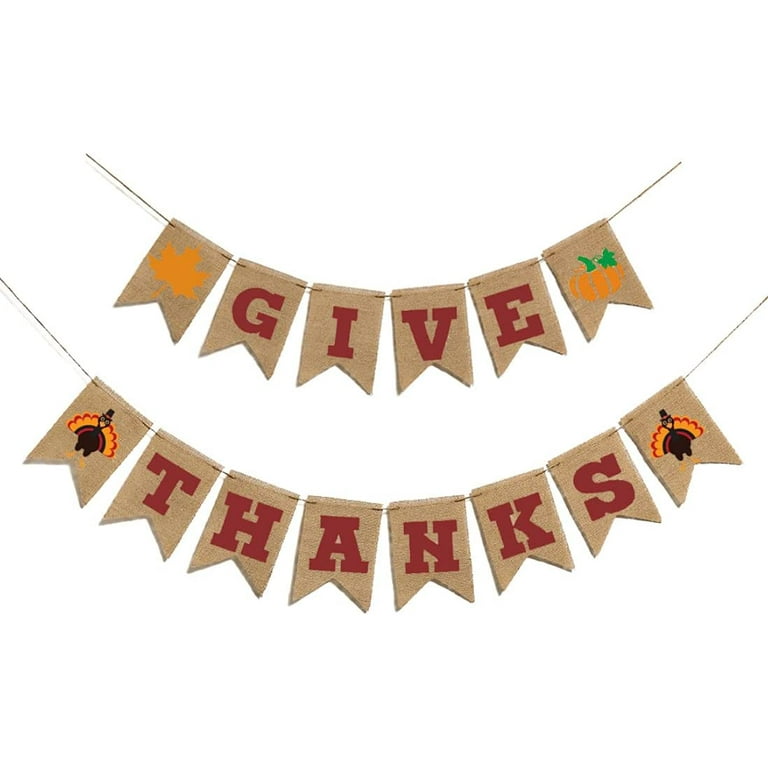 Give Thanks Burlap Banner